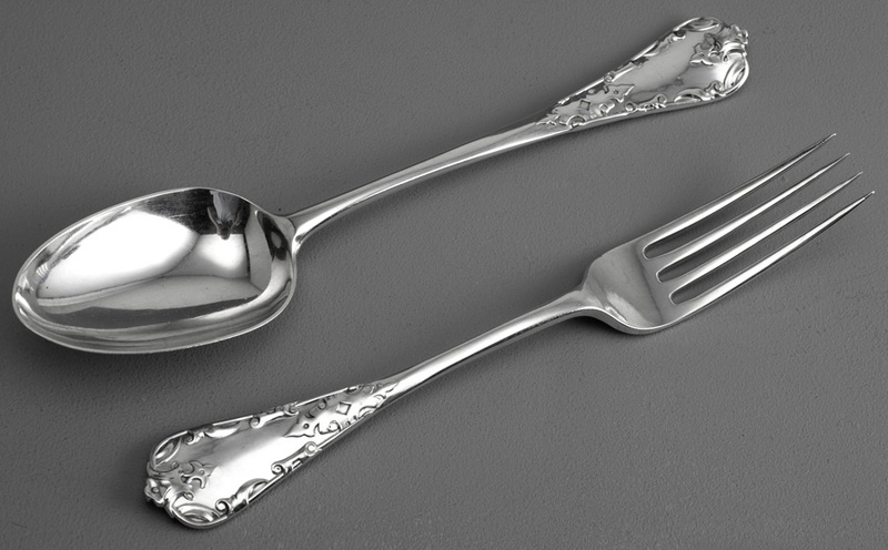 Leopard Antiques Rare Straight Tudor Pattern Silver Flatware Set (48 ...