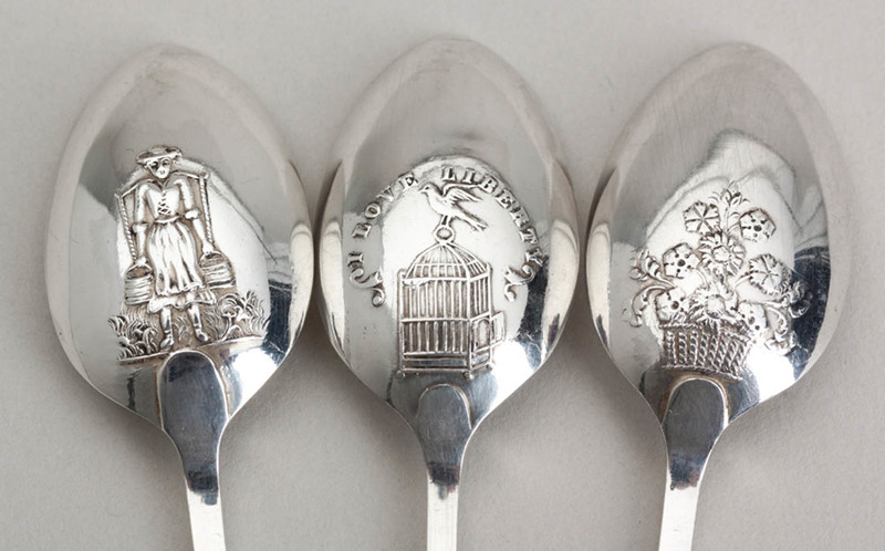 Leopard Antiques Sterling Silver Fancy Back (Picture Back) Teaspoons ...
