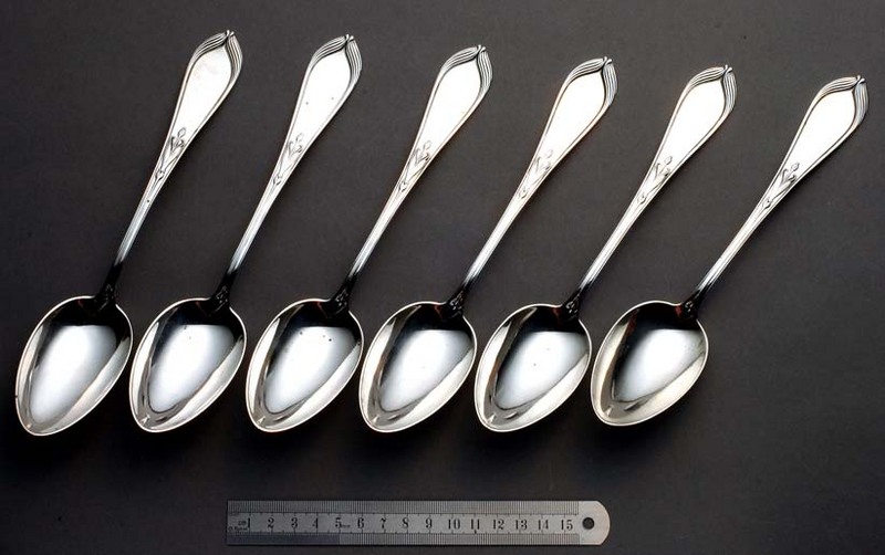 Leopard Antiques Art Nouveau Silver Tablespoon set (6) - Bremer Lilie